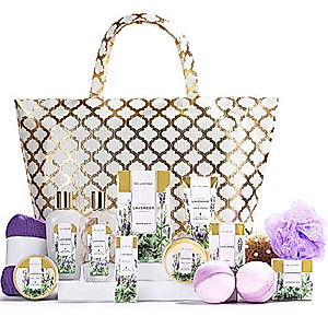 Spa Luxetique Spa Gift Basket, Gift Set for Women - 15pcs Lavender Spa Baskets, Relaxing Spa Kit Includes Bubble Bath, Bath Bombs, Massage Oil, Bath Set for Women Gifts, Birthday Gifts for Mother