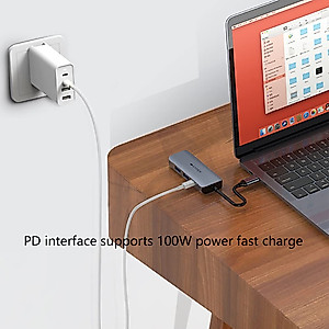 Port Expander USB C Docking Station USB C to HDMI Multiport Adapter 4 in 1 USB C Hub with 4K HDMI, 2 USB 3.0 Ports, 100W PD Charger USB Splitter