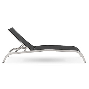 Modway Savannah Outdoor Patio Mesh Chaise Lounge Chair in Black