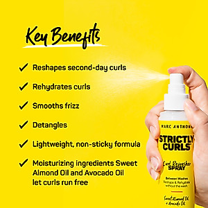 Marc Anthony Curl Refresher Hair Spray, Strictly Curls - Hydrating Detangler Hairspray for Curly & Wavy Hair - Moisturizing & Curl Defining Anti-Frizz Formula with Sweet Almond Oil & Avocado Oil, 4 Oz