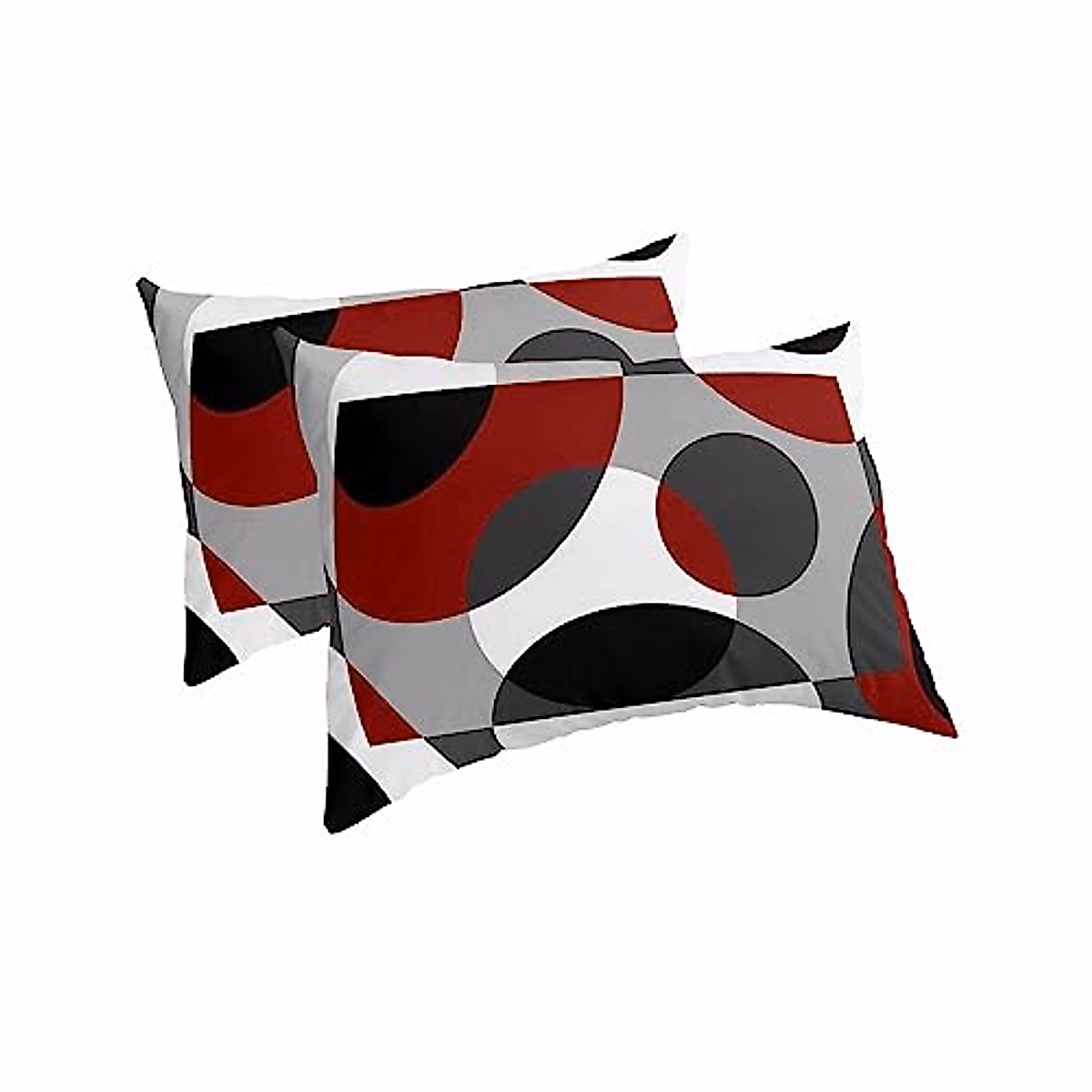 Edwiinsa Red Black Grey Pillow Covers King Standard Set of 2 Bed Pillow, Modern Geometric Abstract Art Aesthetics Plush Soft Comfort for Hair/Skin Cooling Pillowcases with Envelop Closure 20''x36''