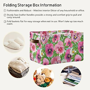 Daisy Flowers Storage Basket Bins Foldable Decorative Storage Box Laundry Hamper Baskte Storage for Bedroom Office Clothes Pet Nursery Living Room,2 pcs