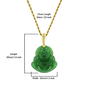 Smiling Laughing Buddha Green Jade Pendant Necklace Rope Chain Genuine Certified Grade A Jadeite Jade Hand Crafted, Jade Necklace, Gold Buddha necklace, Buddha chain, Jade Medallion 24" Rope Necklace
