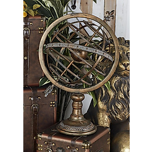 Deco 79 Metal Compass Armillary Globe, 17" x 14" x 25", Brass