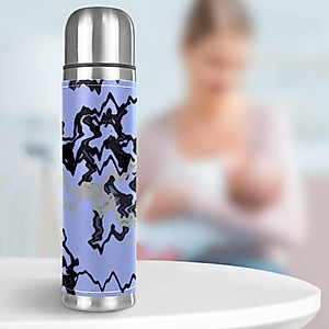 Stainless Steel Leather Vacuum Insulated Mug Abstract Texture Thermos Water Bottle for Hot and Cold Drinks Kids Adults 16 Oz