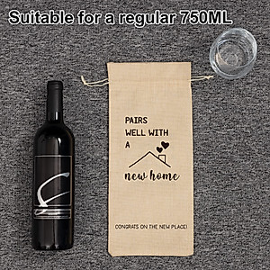 House Warming Gifts New Home, Housewarming Gift Stemless Wine Glass & Bottle Gift Bag Set for Newlywed Couple, Women, Friends, New Homeowner, Unique New Home Gifts for Home, Realtor Gift for Clients