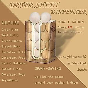 felisun Dryer Sheet Dispenser Holder Laundry Basket Detergent Dispenser Storage Laundry Room Organization Wall Art Decor Lint Bin Soap Fabric Softener Container(Transparent)(Clear Yellow)