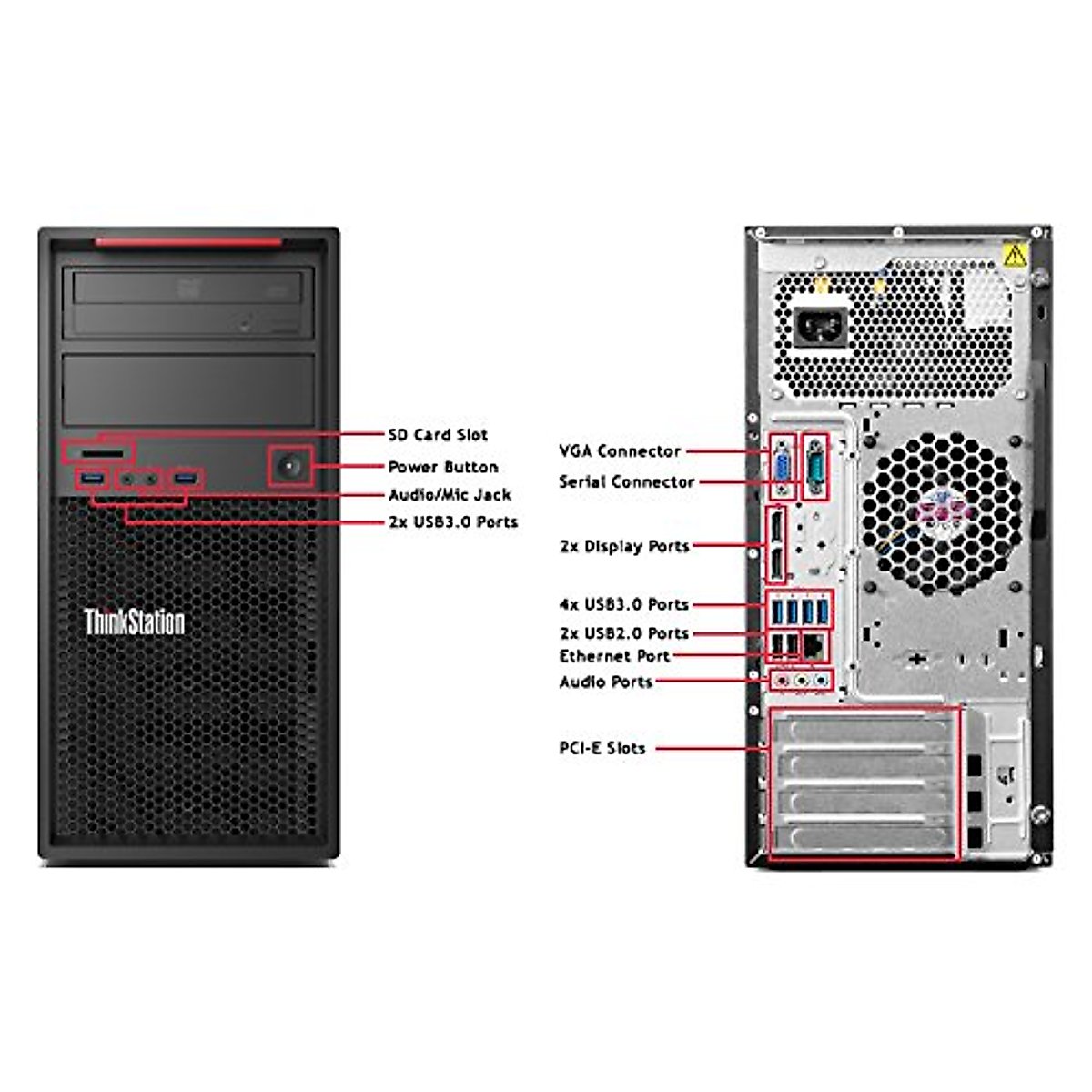 Lenovo ThinkStation P300 Tower PC, Intel Quad Core i7-4770 up to 3.9GHz, 16G DDR3, 1T, DVD, WiFi, BT 4.0, Windows 10 64 Bit-Multi-Language Supports English/Spanish/French(Renewed)