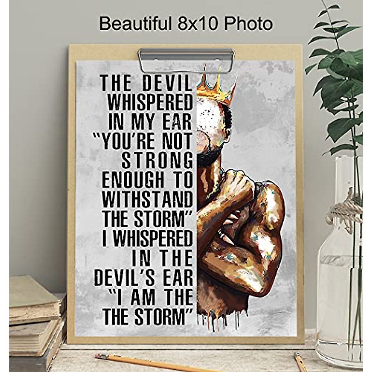 African American Art & Decor - Black Art for Men - Motivational Posters - Positive Quotes Wall Decor - Inspirational Quotes - Encouragement Gifts - Man Cave Decor - Office Wall Decor - Afro Wall Art