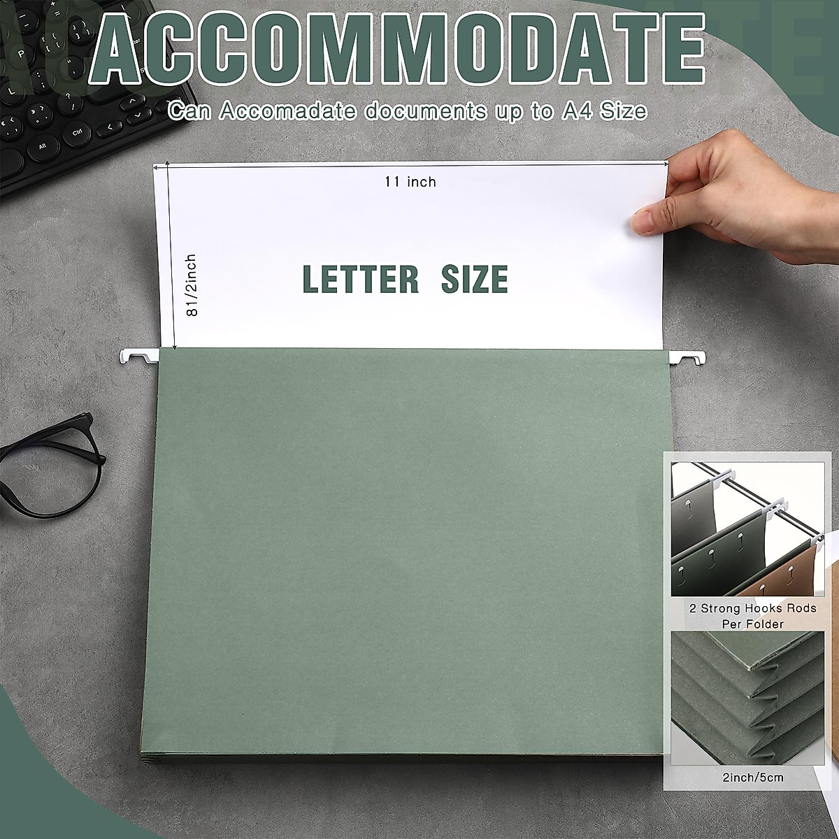 Yaomiao 48 Pcs Letter Size Expanding Hanging File Folders 3.5 Inch Hanging File Pockets with Tabs and Label Multicolored Cabinets File Folders for Office Home File Organization (Classic Colors)