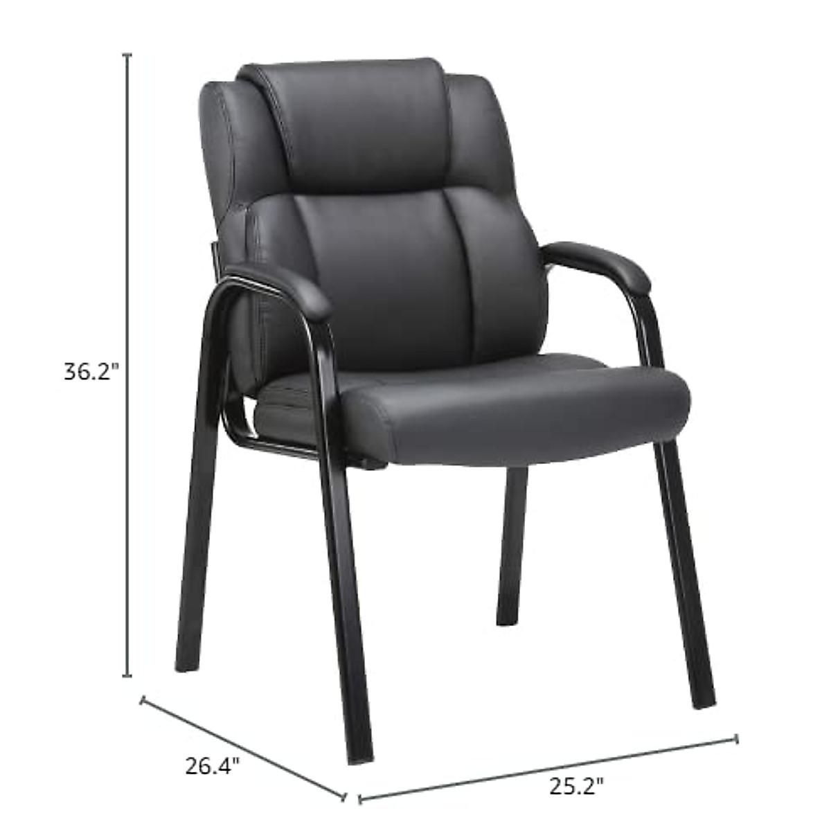 CLATINA Leather Guest Chair with Padded Arm Rest for Reception Meeting Conference and Waiting Room Side Office Home Black 4 Pack
