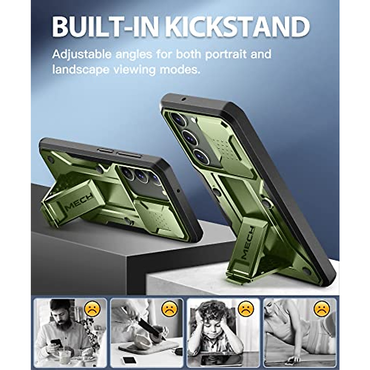 Tongate for Samsung Galaxy S23 Case with Sliding Camera Cover & Screen Protector, [10FT Military Drop Protection] Rugged Shockproof Phone Case for Galaxy S23 with Kickstand Case, Green