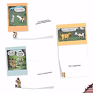 NobleWorks - 10 Assorted Happy Birthday Cards - Funny Bday Greeting Cards with Cartoons, Bulk Boxed Notecard Set - Dog Days A2665BDG