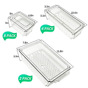 Jiazonsong 14 Pack Fridge Organizer, Stackable BPA-Free Refrigerator Organizer Bins with Lids, Fruit Storage Containers for Fruit Vegetable Food Drinks Cereals Clear