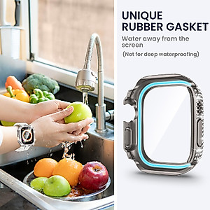 Tensea [2 in 1 for Waterproof Apple Watch Ultra2/Ultra Screen Protector Case 49mm Accessories, iWatch Hard PC Diamond Front and Back Bumper Case with Tempered Glass Film, Bling Face Cover Women, 49 mm