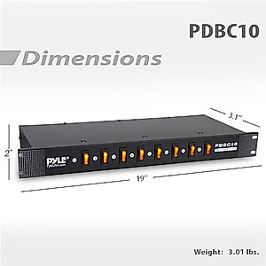 PYLE-PRO 8 Outlet Strips Electric Rack Mount PDU Unit w/ Digital Display and Surge Protection, 1U/15A/120V Aluminum Alloy Power, Covered w/ ON/OFF Switch, Wide Usage & Built-In Circuit Breaker