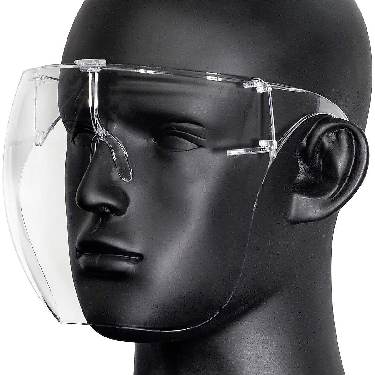 【2PACK】New Transparent Goggle Sunglasses Full Cover,Anti Fog Clear Plastic Face for Adults,See Through Mouth and Nose Facial Clear Face ,Clear Face_ ,Cover Glasses,Crystal Clarity,Reusable,Visor