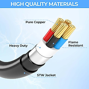 CircleCord Welder Adapter Cord, NEMA 14-50P Male to 6-50R Female, 50 Amp Welder Power Adapter Plug, Heavy Duty STW 8 AWG 50 Amp 250V 12500 Watt