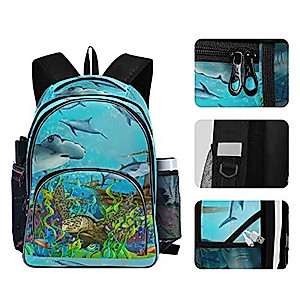 ALAZA Sea Turtle Coral Reef with Ship Wreck Travel Laptop Backpack College School Computer Bag for Boys Girls