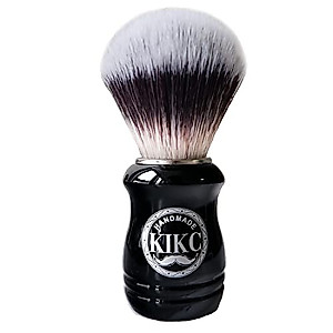 KIKC Hand Crafted Shaving Brush for Vegans, Synthetic Hair Bristle for Wet Shave, Comfortable ABS Handle Black Color, Best Gift for Bearded Man