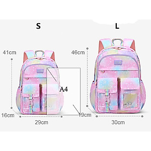 ZHANAO Star-Print Backpack for Girls Primary Students Bookbag Elementary Cute Student School Bag