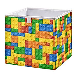 CaTaKu Cute Cartoon Game Cubes Storage Bins 11 inch Collapsible Fabric Storage Baskets Shelves Organizer Foldable Decorative Bedroom Storage Boxes for Organizing Home