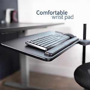 VIVO Office Chair Mounted 26 x 12 Inch Keyboard and Mouse Tray, Ergonomic Tilt, Full Motion 360 Degree Rotation, Black, MOUNT-KB08C