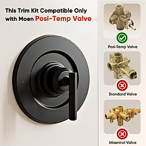 Replacement for Moen T2901BL Gibson Posi-Temp Valve Trim Kit-Shower Trim Kit Only, Shower Lever Handle, Matte Black