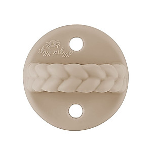 Itzy Ritzy Silicone Orthodontic Pacifiers - Sweetie Soother Pacifiers with Collapsible Handle & Two Air Holes for Added Safety, Baby Pacifiers for Ages 0-6 Months (Buttercream & Toast)