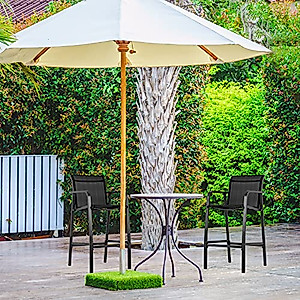 Patio Bar Stools Set of 2, Bar Chairs with Footrest and Armrest, Bar Height Patio Stools with High Back for Garden, Courtyard, Pool, Deck, All-Weather Textilene Patio Furniture, Black