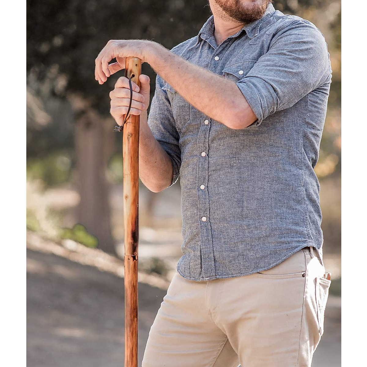 SE 3 Piece 55" Detachable Wood Walking/Hiking Stick - Asian Bianbai with Metal Tip, Reinforced Rubber Tip, and Water-Resistant Travel Pouch - Portable and Durable for Outdoor Adventures