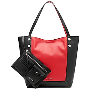 Calvin Klein Quinn North/South Tote, Poppy/Black