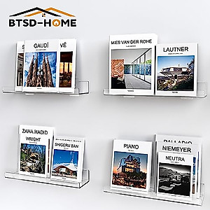 BTSD-home 6 Pack 15'' Clear Acrylic Shelves for Wall, Acrylic Wall Shelves Invisible Mounted Display Ledge Kids Bookshelf for Bathroom, Living Room, Bedroom, Kitchen, Study