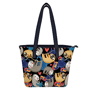 Fun Lovers with Sloths Women's Tote Bag PU Leather Shoulder Bag Handbags Purse For Work Shopping Travel