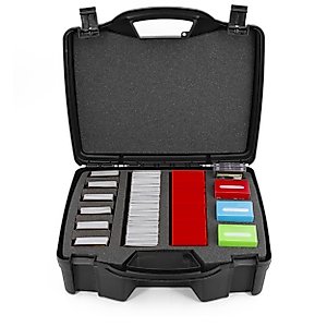 CASEMATIX Trading Card Case Organizer for 3200 Cards - 16" Hard Shell Holder with 40 Dividers and Protective Foam Interior for Card Game Storage