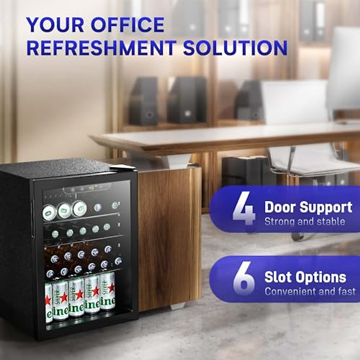 FREE VILLAGE Wine Fridge - Wine Beverage Refrigerator & Cooler with 2.6 cu.ft., 95 Cans, 40°F-61°F Adjustable Temp, Touch Controls, LED Lighting, Perfect for Student Dormitories, Home, Office, Bar