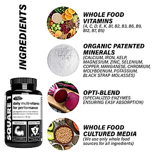 Gains in Bulk Square 1 - Whole Food Complete Daily Multi-Vitamin and Mineral Supplement to Fill Nutrient Gaps & optimize Performance | 60 Capsules