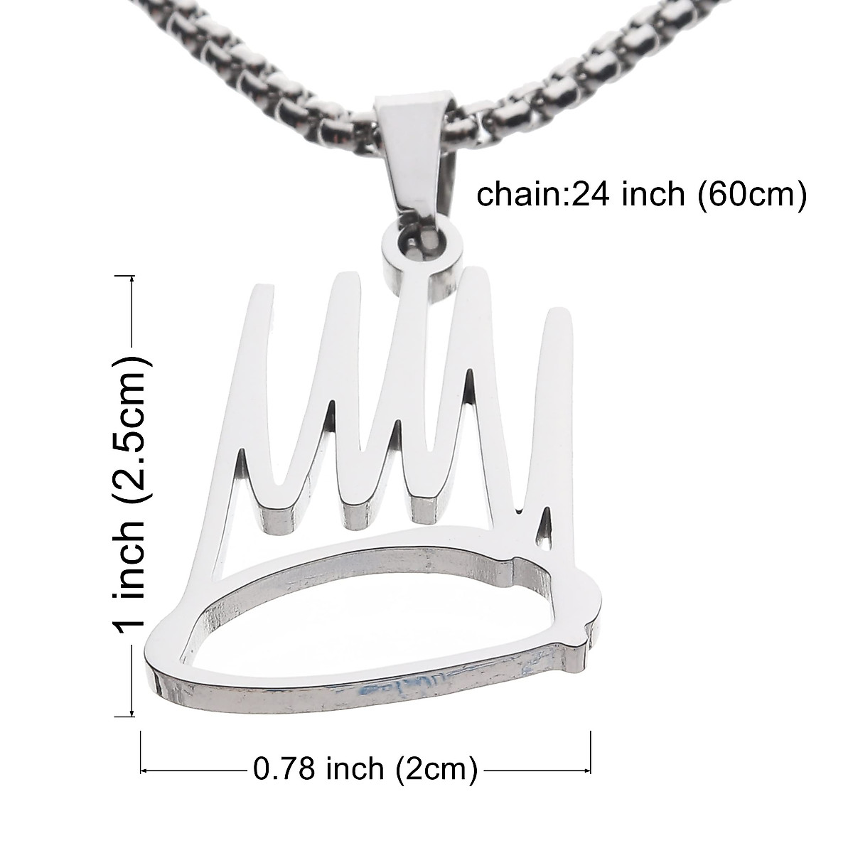Ridetoxjx Crown Pendant Chain Necklace (Silver)