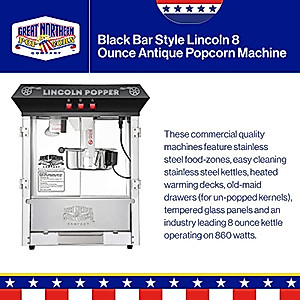 Great Northern Popcorn Black Bar Style Lincoln 8 Ounce Antique Popcorn Machine (Bar Style)