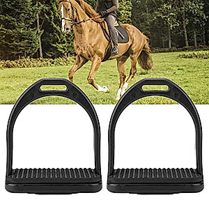 Maxmartt 1 Pair Black High Strength Horse Stirrup Durable Quality Plastic Riding Stirrups (S)