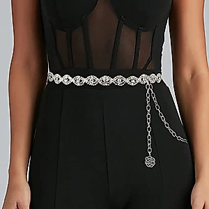 YooAi Rhinestone Belt for Women Dresses Sliver Belt Sparkly Crystal Waist Belt for Formal Dress Evening Dresses