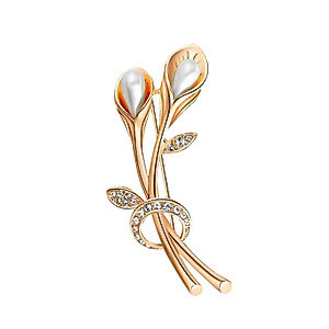 Blank Pin Temperament Fashion Elegant Artificial Flower Rhinestone Brooch Pin Brooch Wedding Brooch Jewelry Pin Breastpin Rhinestone Party Crystal Women Brooch (Gold, One Size)