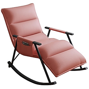Widened Rocking Chair Outdoor Rocker Oversized Rocker With Steel Frame, Portable Comfy Camping Chairs Rocking Lawn Chair For Patio, Backyard, Balcony, Porch, 150KG Weight Capacity ( Color : Pink )