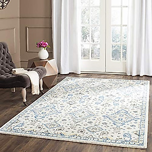 SAFAVIEH Evoke Collection 6'7" x 9' Ivory / Light Blue EVK224C Boho Oriental Non-Shedding Living Room Bedroom Dining Home Office Area Rug