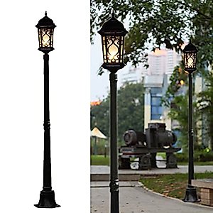 IBalody Outside Post Light Retro Garden Pillar Lantern Outdoor Waterproof Lawn Garden Landscape Community Street Exterior Column Lamp (Size : 180cm)