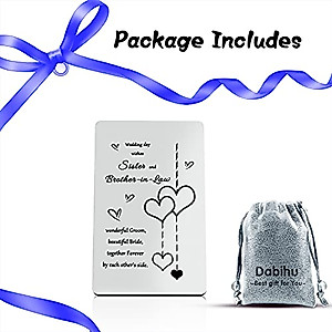 Wedding Gift for Sister and Brother in Law Wedding Engraved Wallet Card Gift Wedding Gift for Groom Bride Engagement Gift for Couples Bridal Shower Gift for Little Sister Big Sister Wedding Jewelry