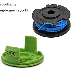YUEFENG 8 Pack String Trimmer Replacement Spools 29252 Compatible with Greenworks 21332 21342 24V 40V 80V Cordless Trimmer with 16ft 0.065” Single Line + 2 Pack Spool Caps (8 Spools, 2 Caps)