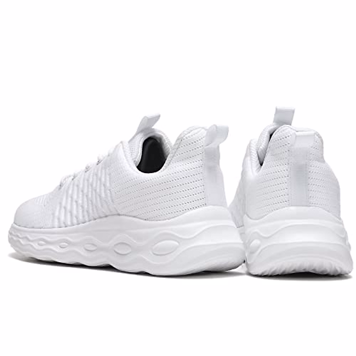 Kvovzo Womens Lace up Tennis Shoes Non Slip Lightweight Work Gym Shoes Ladies Walking Running Sport Sneakers White