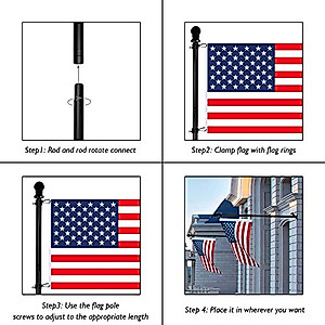 HOOSUN Flag Pole Kit 6 FT,Flag Pole with Bracket,Heavy Stainless Steel Garden Flagpole, Home,Commercial,Outdoor Wall Mounted Flagpole,House Flag Poles for Porch (6 FT, Black)