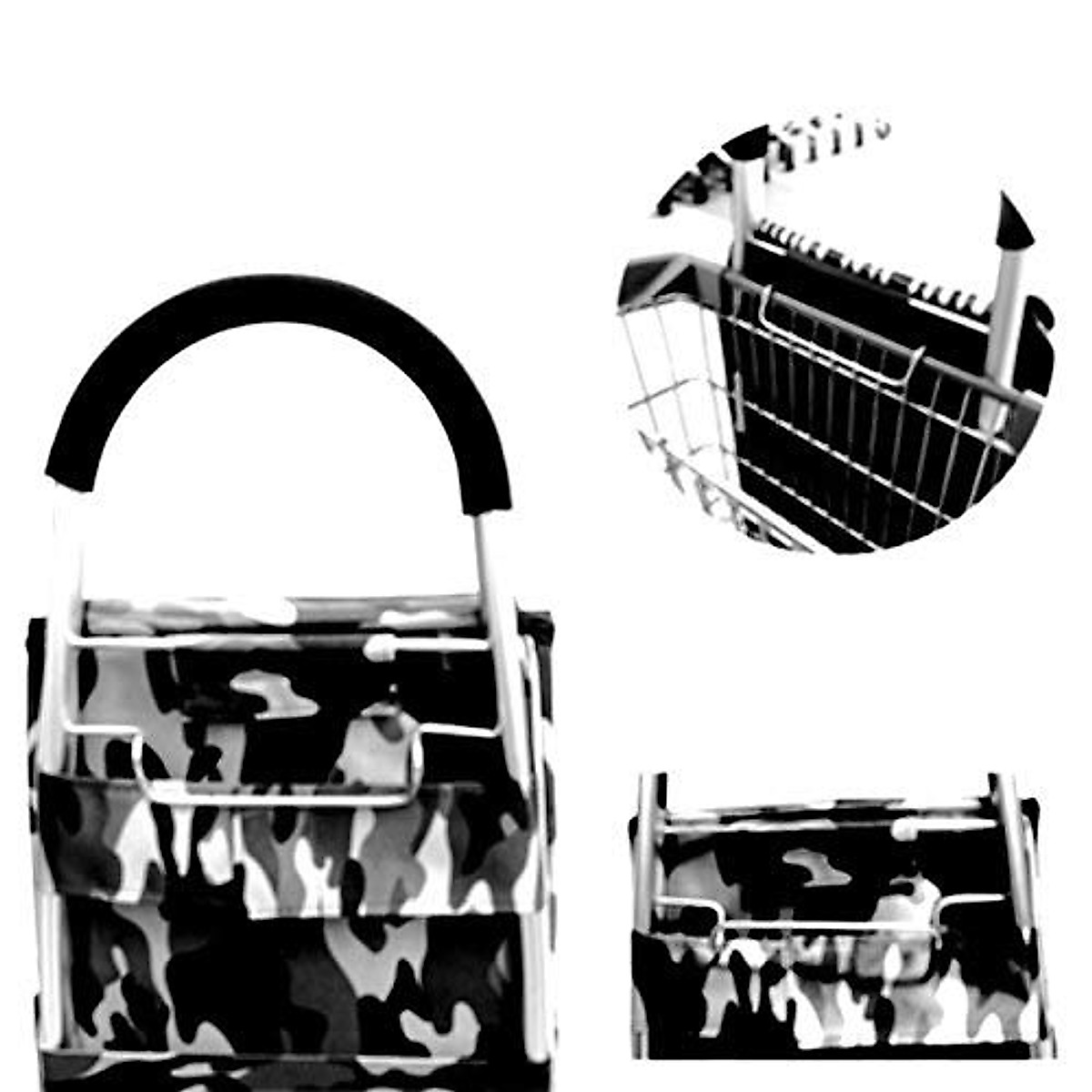 JTKDL Upgraded Folding Shopping Cart Stair Climbing Cart with Quiet Rubber Tri-Wheels Grocery Utility Cart with Wheel Bearings & Platform for Laundry Basket Loading